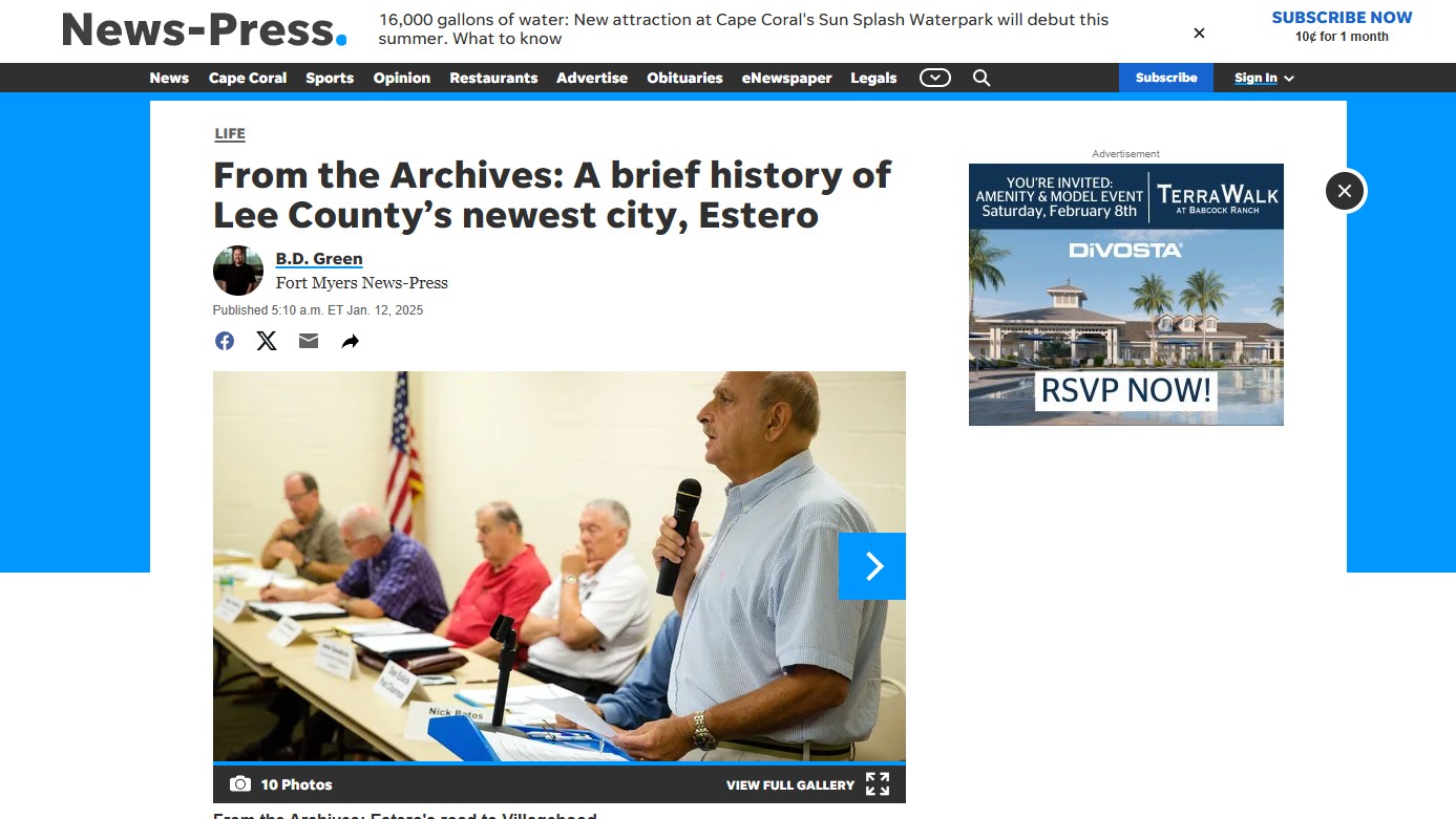 In the Press: History of Estero includes ECCL/Engage Estero - EsteroToday.com by Engage Estero